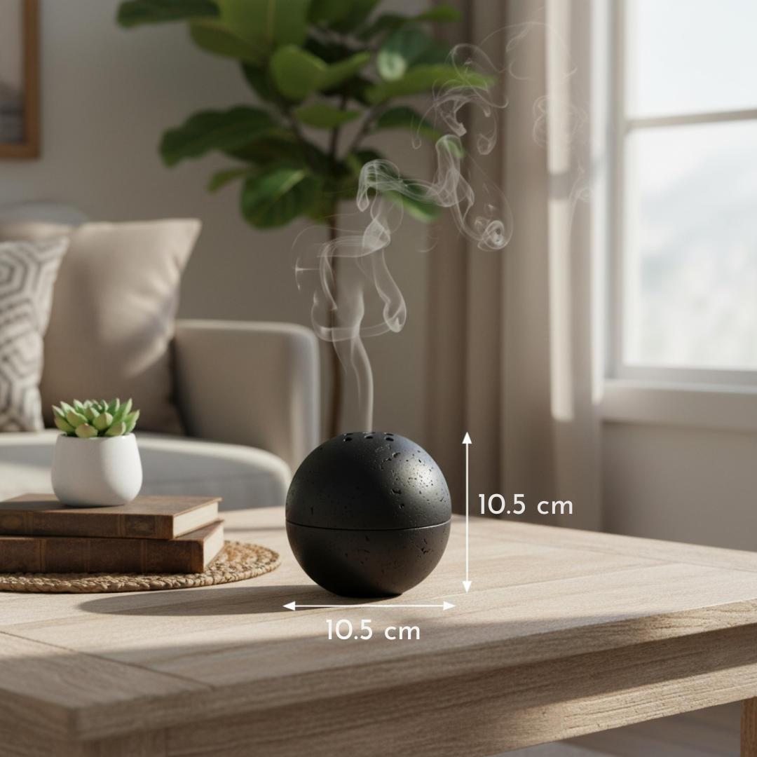 Solid Stone Sphere Incense Holder | Travertine & Lava Stone Home Decor ...